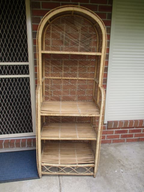 Vintage Retro 1970's Wicker Cane Hutch Display Wall Unit | Cabinets ...