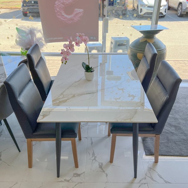 EX-DISPLAY SALE! Ultimo Ceramic Dining Table + 4 Giorgio Leather Chair ...