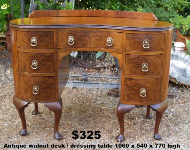 Antique walnut desk / dressing table, other desks / work tables etc ...