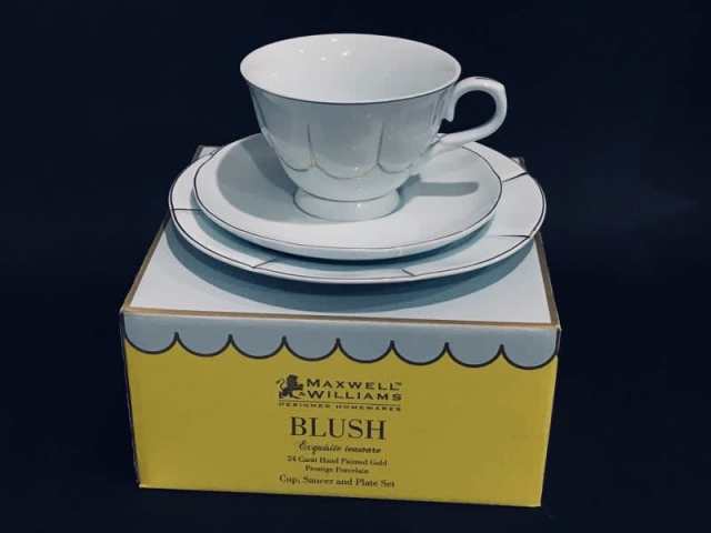 Maxwell Williams Blush Trio Cup, Saucer & Plate Set Pale Blue NEW BNIB ...