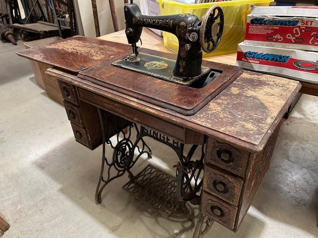 Antique Rustic Treadle Singer Sewing Machine on cast stand. - Antiques ...