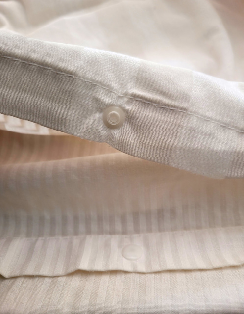 Single Bed Size Quilt Cover 1 Pillow Case in Ivory Wide Stripe Pattern ...