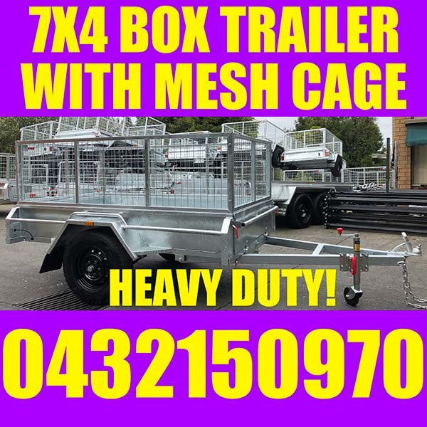 7x4 fully welded galvanised box trailer with mesh cage Adelaide ...