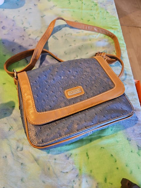 VAGG blue textured satchel handbag with brown accents - Bags in Balga ...