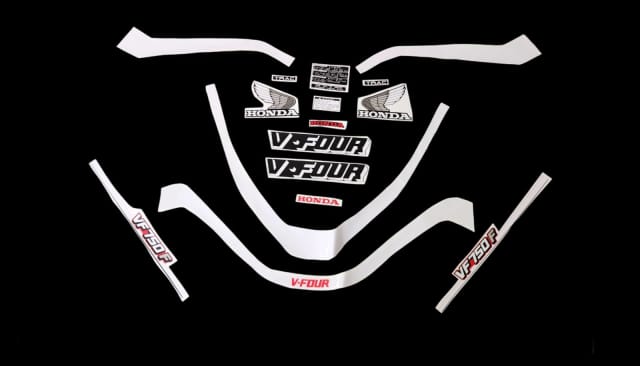 HONDA 1985 VF750F V-FOUR BLACK VERSION PEARL WHITE GRAPHIC DECALS KIT ...