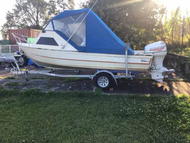 5.2m Half Cabin Stessl Tinny, with 90hp Johnson | Tinnies & Dinghies ...