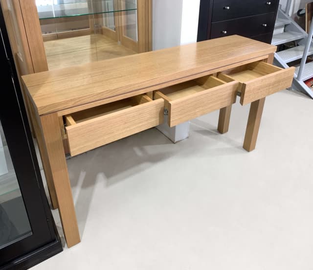 Amber - Australian Made (Tasmanian Oak) 1440mm Hall Table 3 Drawers ...