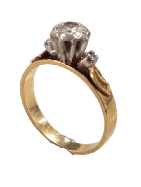 WOMENS 18K YELLOW GOLD DIAMOND RING, COMES WITH VAL, SIZE O | Women's ...