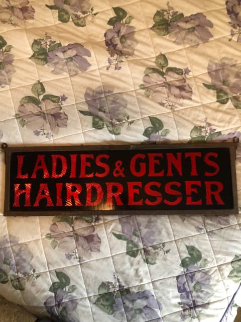 Antique store front advertising Tobacconist/hairdresser sign 1800's ...