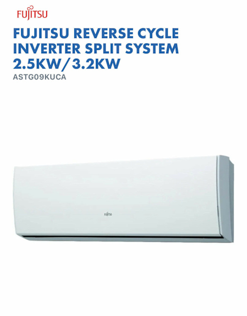 FUJITSU REVERSE CYCLE INVERTER SPLIT SYSTEM 2.5KW/3.2KW - Air ...