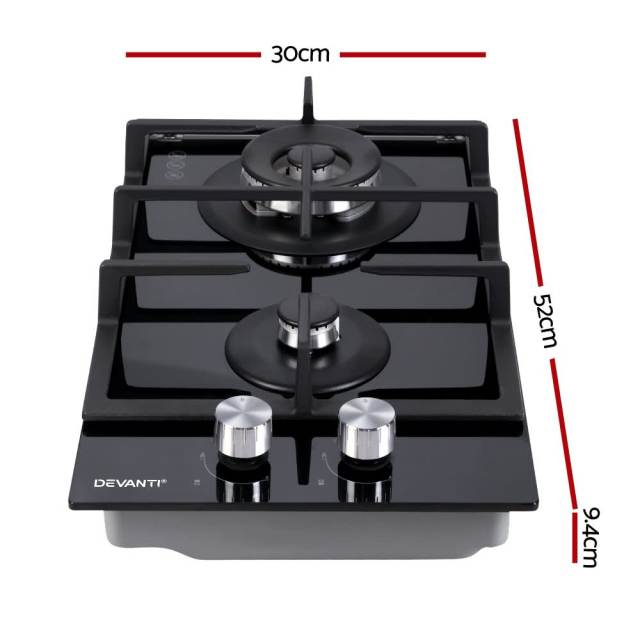 Gas Cooktop 30cm 2 Burner Black - Cooktops & Rangehoods in Craigie WA ...