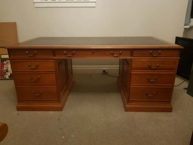 Solid wood and leather double sided executive partners desk - Desks in ...