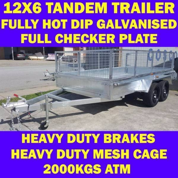 12x6 galvanised tandem box trailer with cage 70x50mm chassis | Trailers ...