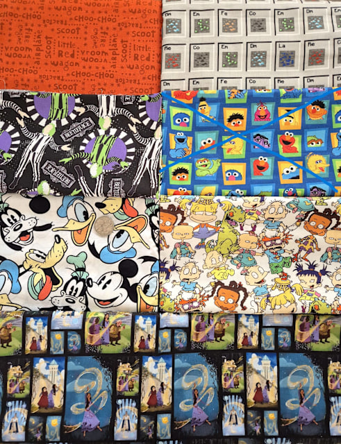 Minecraft, Beetlejuice, Mickey Mouse, Rugrats, sewing fat quarters ...