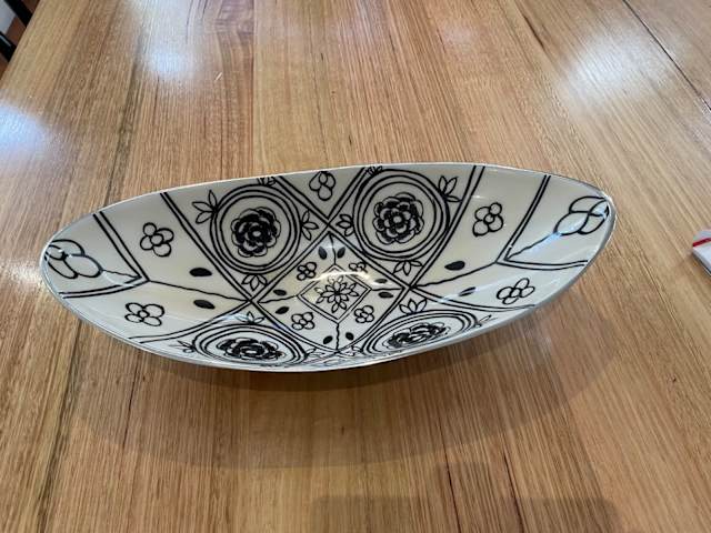 CASA UNO BLACK AND WHITE PATTERNED BOWL - EXCELLENT CONDITION ...