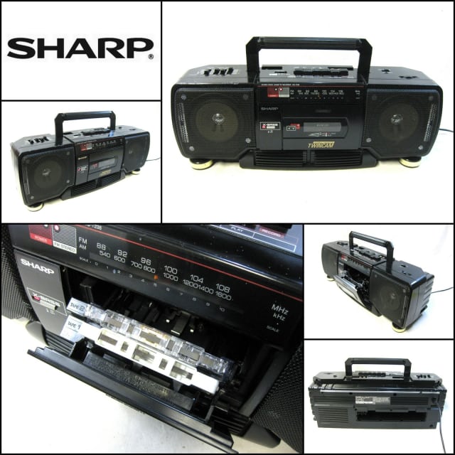 Vintage Sharp WQ-T238A Twincam Double Cassette Stereo Radio Boombox ...