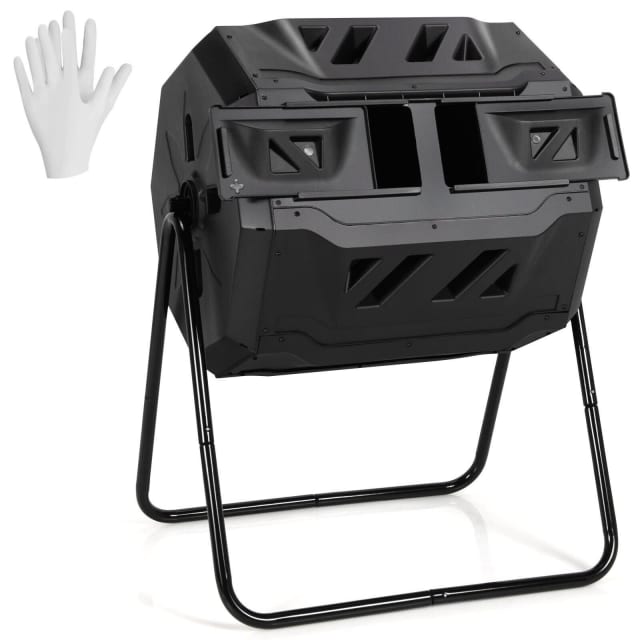 Tumbling Composter 160 L Garden Rotating Compost Bin w/Dual Chamber ...