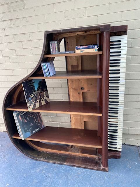 Grand piano bookshelf music record Lp Cd dvd storage upcycled ...