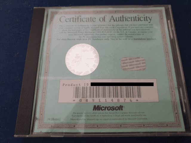 Microsoft Windows 95 PC Certificate Of Authenticity CD and Manual ...