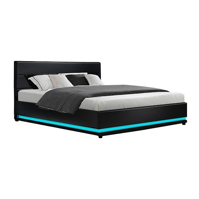 HILDA Stylish Bed Frame with Gas Lift Storage & LED Lights - King Size ...