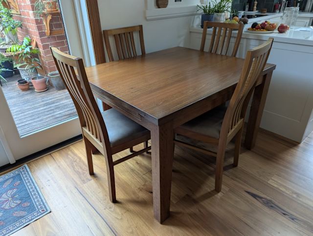 Qld Spotted Gum Extendable Dining Table and Chairs - Dining Tables in ...