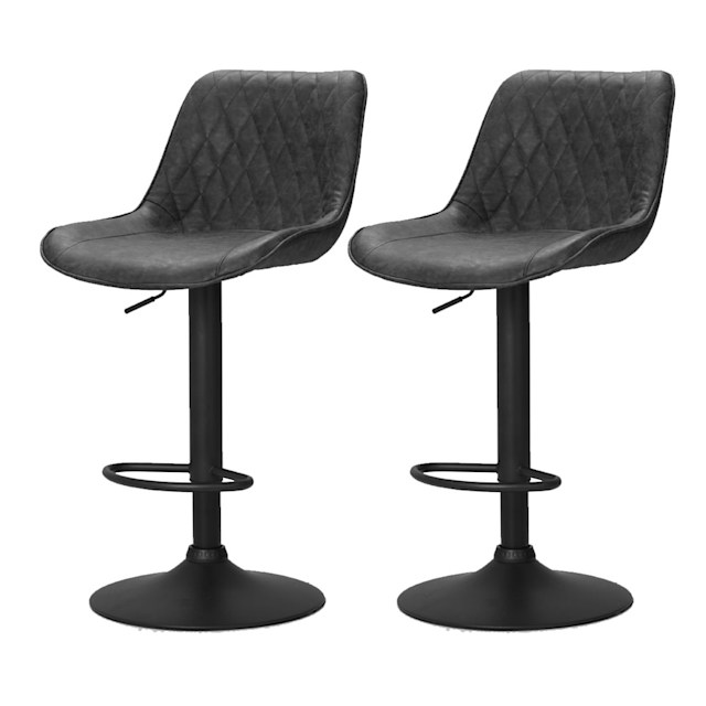 2x Bar Stools Gas Lift Vintage Leather Black - Stools & Bar stools in ...