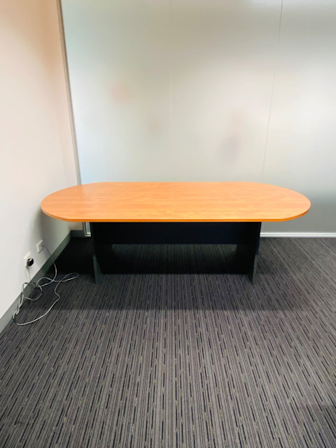 D-end Boardroom Table-Select Cherry and Ironstone-2400mm x 1200mm ...
