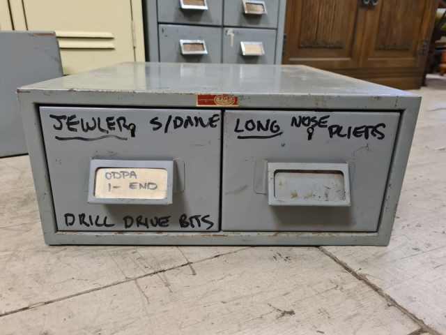 Vintage 2 drawer index card letter filing cabinet tool storage Metal ...