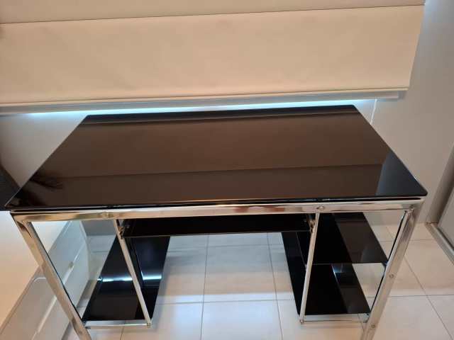 Computer Desk. Black Glass & Chrome 110cm x 60cm - Desks in Baldivis WA ...