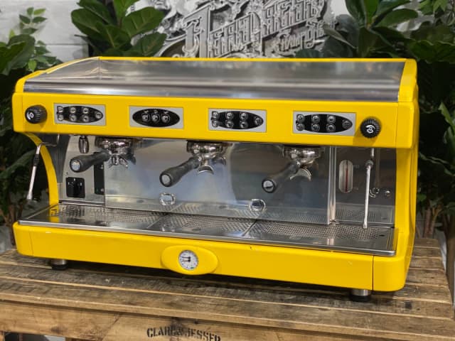 ASTORIA CALYPSO 3 GROUP ESPRESSO COFFEE MACHINE YELLOW COMMERCIAL CAFE ...