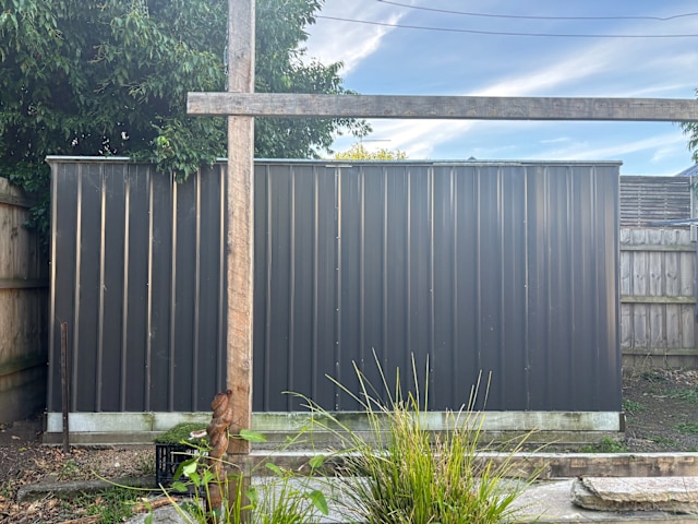 Skillion roofed garden shed, dark grey, 4.48m x 2.26m - Sheds & Storage ...