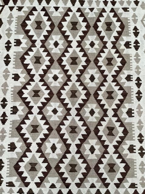 Neutral tone pure wool hand woven Afghan Meymana kilim rug 1.7x1.3m ...