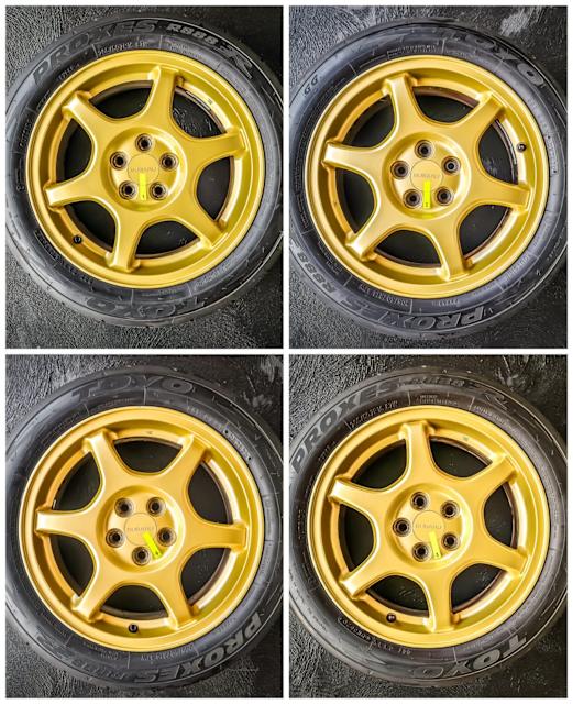 1999 SUBARU IMPREZA WRX Sti GC8 WHEELS RIMS GOLD 16 inch x 7JJ +53 plu ...