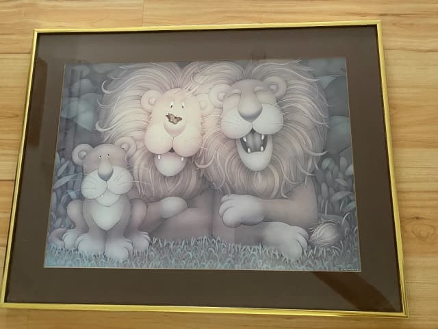 Lion Family Framed Art Print by Stewart Moskowitz 1970s - Art in Narre ...