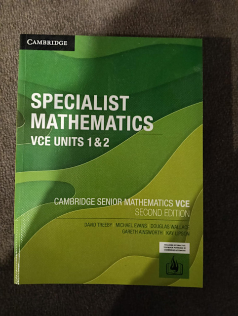 Specialist Mathematics VCE Units 1 and 2, Cambridge, 2nd Ed - Textbooks ...