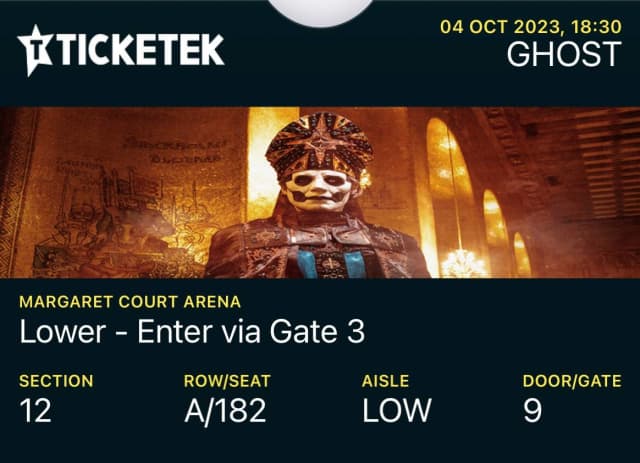 2 Premium Tickets - Ghost Melbourne (4 October, John Cain Arena ...