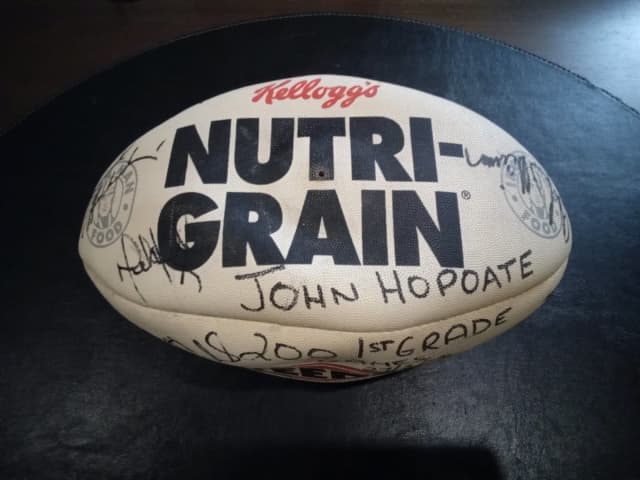 NRL OFFICIAL STEEDEN GAME DAY FOOTBALL PRESENTED to HOPPA @ 200 GAMES ...