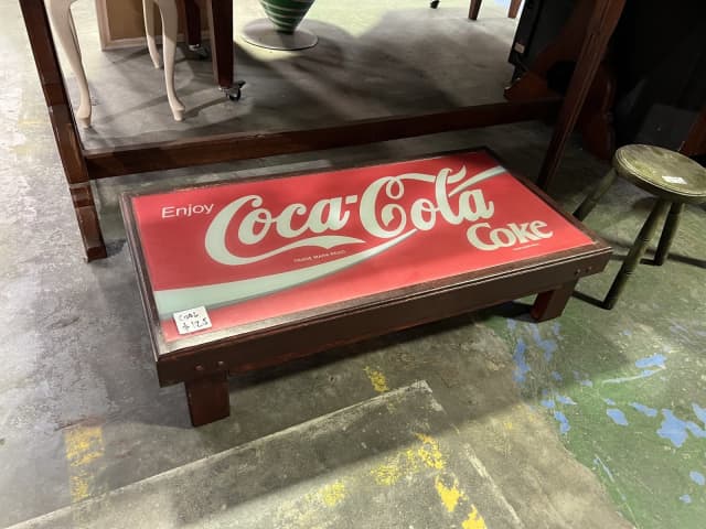 Coke Coffee Table with glass top, timber wood base | Coffee Tables ...