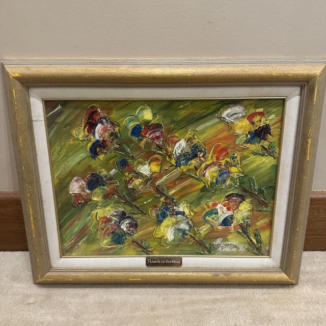 Mrs Thomae Rillo Flowers In The Wind Painting Signed Framed | Art ...