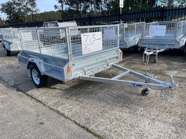 7x5 HEAVY DUTY HOT DIPPED GALVANISED BOX TRAILER WITH 600mm CAGE ...
