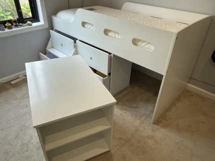 White Single Cabin Loft Bed with Desk Beds in Bexley NSW Gumtree Australia