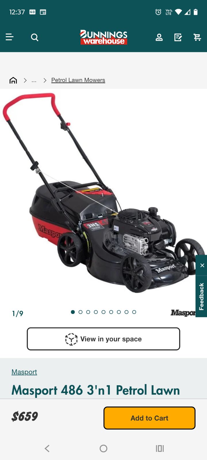 Petrol Lawn Bunnings Mowers Petrol 🍯 Masport 486 Masport Mowers ...