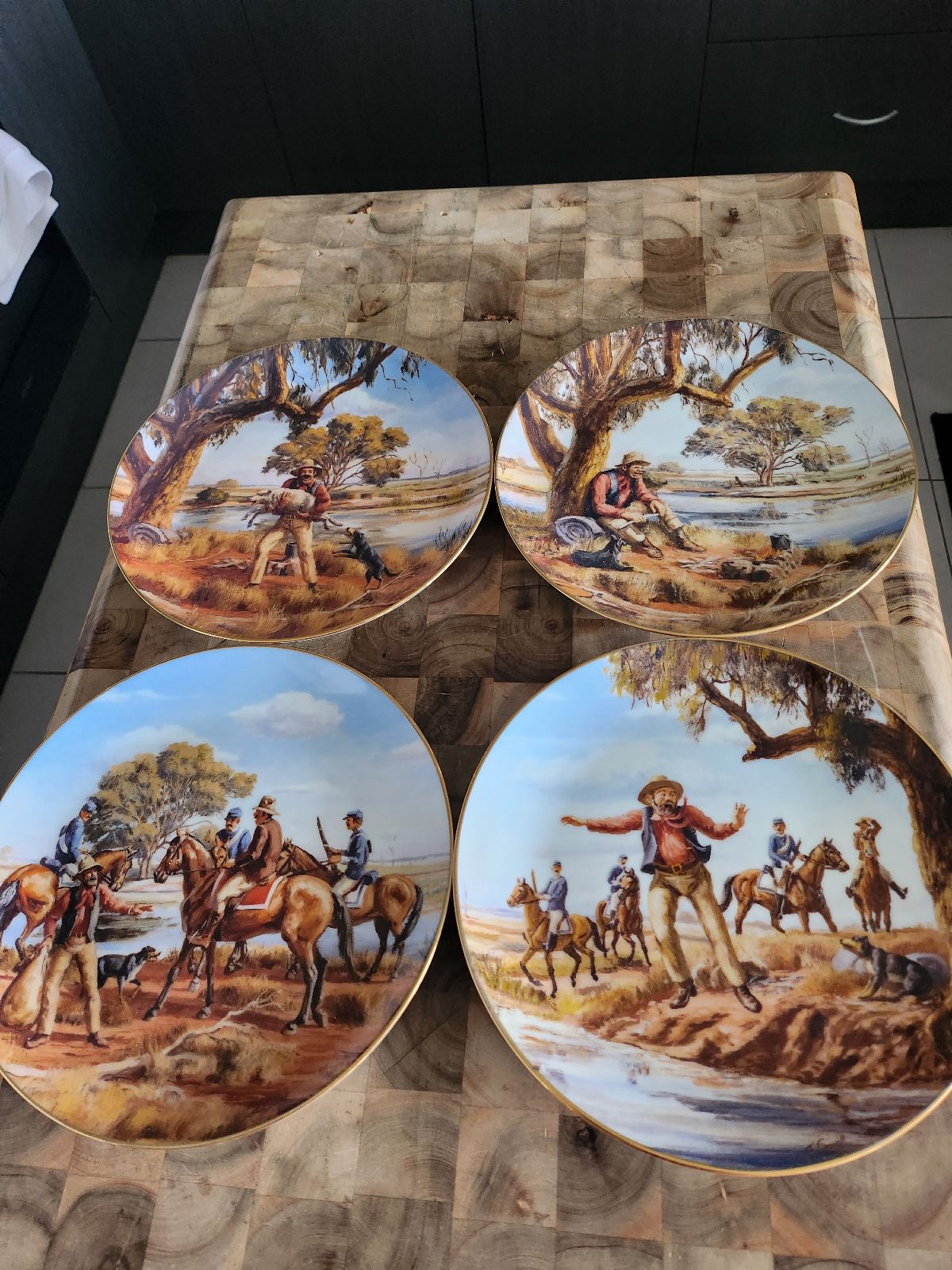 4 x Australiana walzing matilda collectible plates $30 ono the lot ...