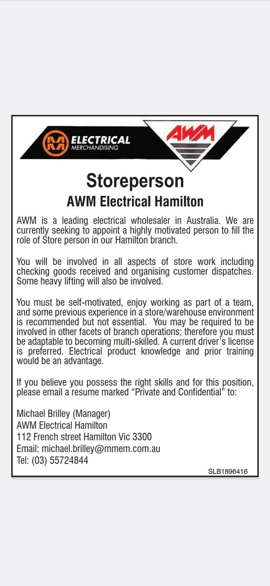 Storeperson Operations Assistant(HAMILTON) | Warehousing, Storage ...