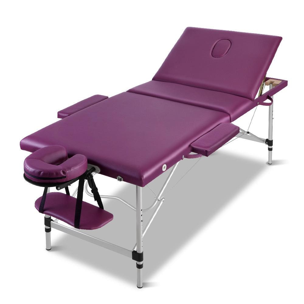 Massage Table, Aluminium 3Fold, 75 cm, Portable, Purple - Other Home ...