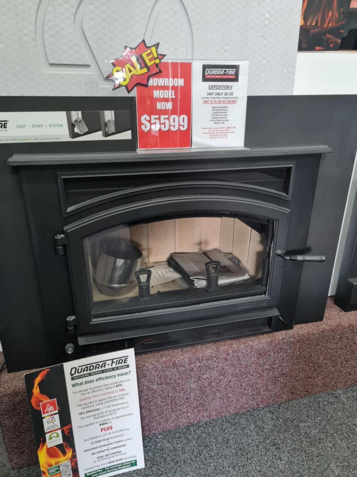 Quadra Fire Expedition II Wood Fired Heater - Inbuilt - Air Conditioning & Heating in Bairnsdale ...
