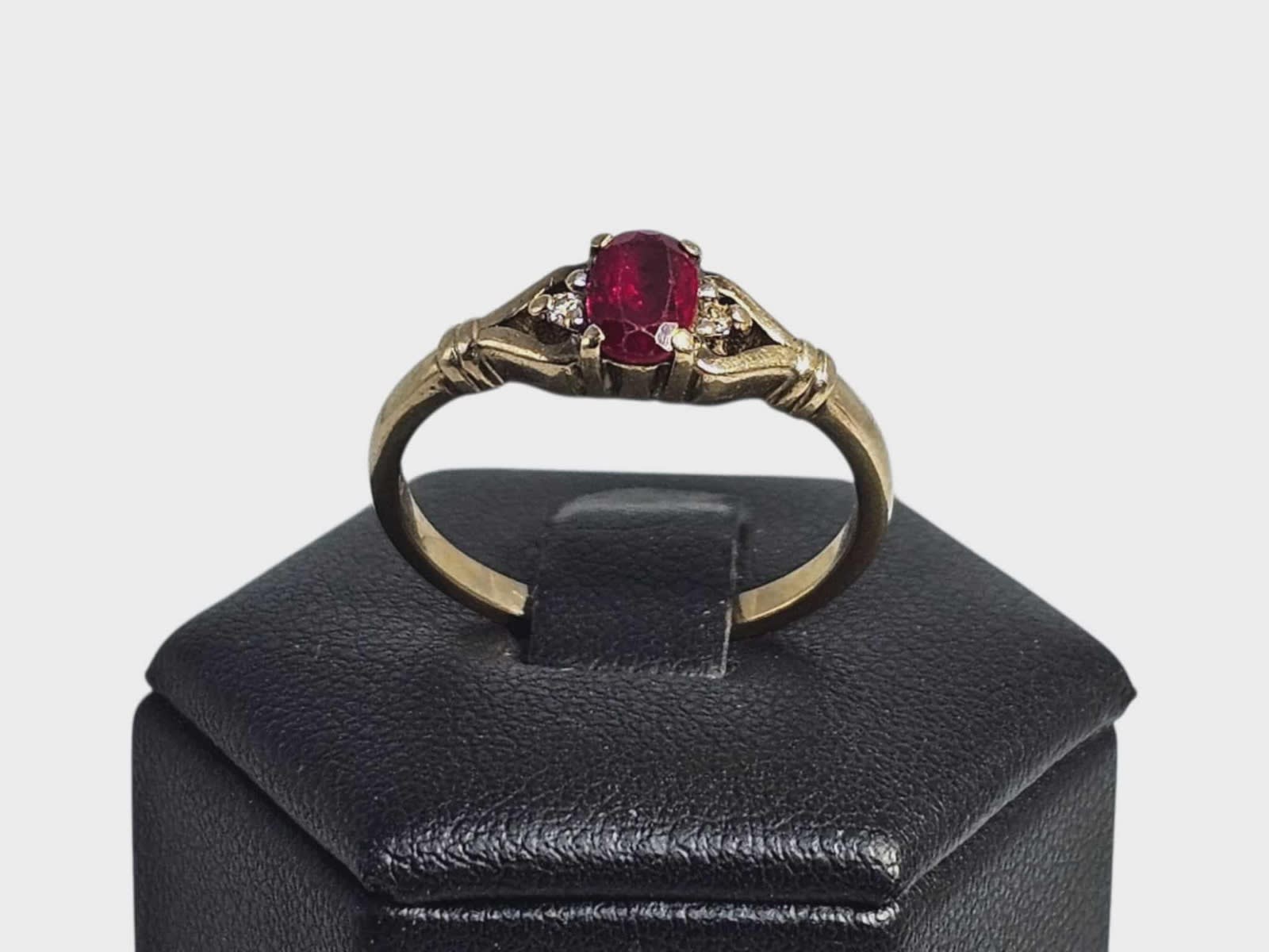 9K Yellow Gold Diamond/ Red Stone Ring (77526-2) - Women's Jewellery in ...