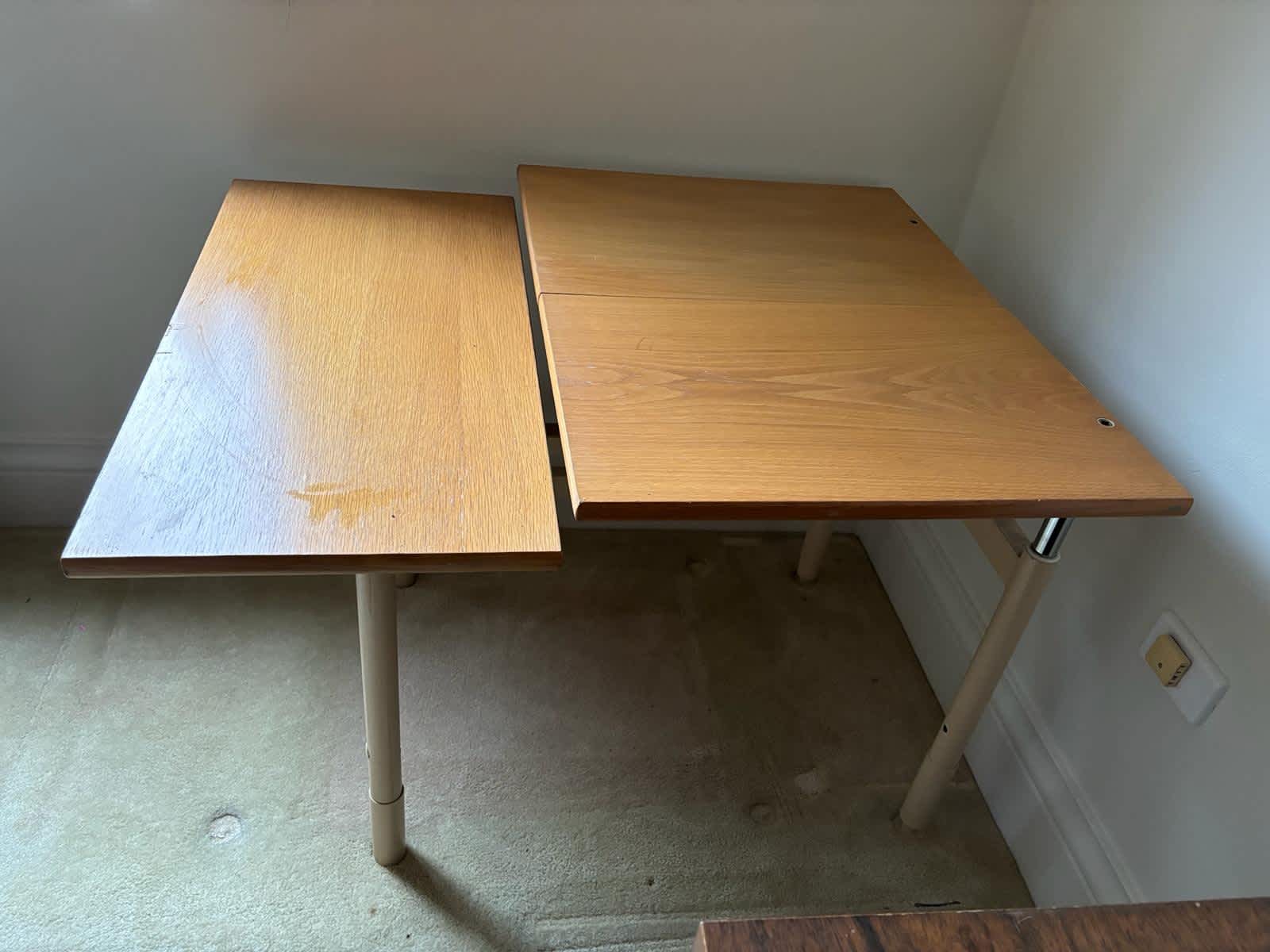 Computer desk (2 levels - Solid wood top, sturdy steel legs) - Desks in ...