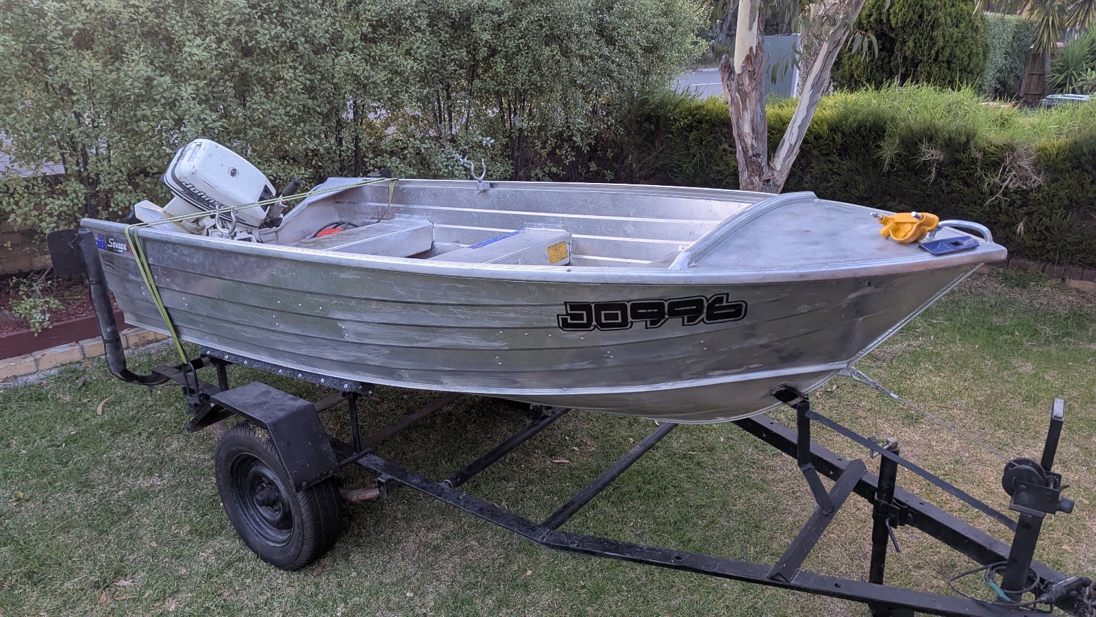 Registered Tinnie 3.5m boat for sale with trailer Johnson Outboard ...