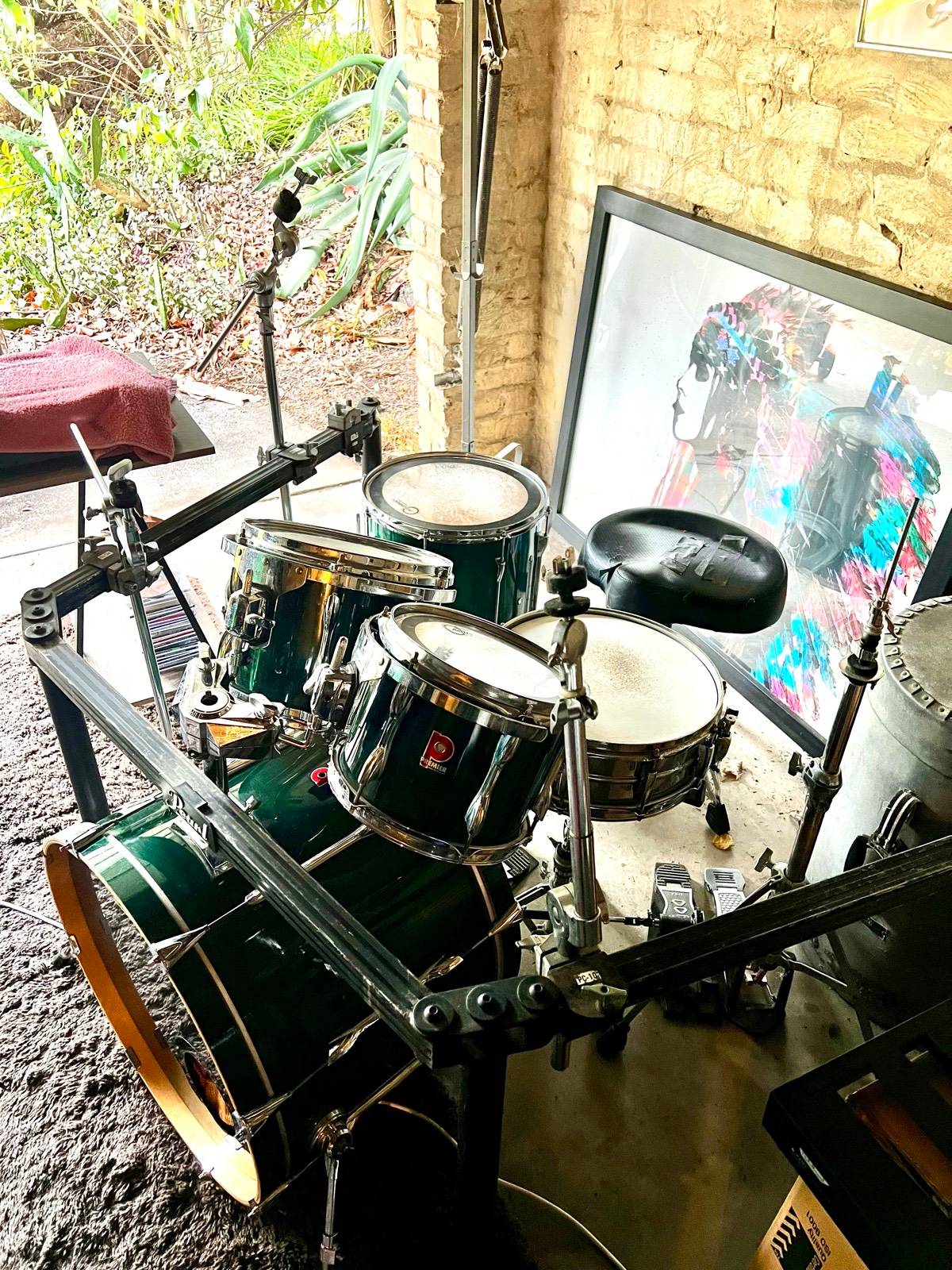 Premier Drum Kit with Pearl Cymbal Rack Snare DW Double-Kick Yamaha St ...